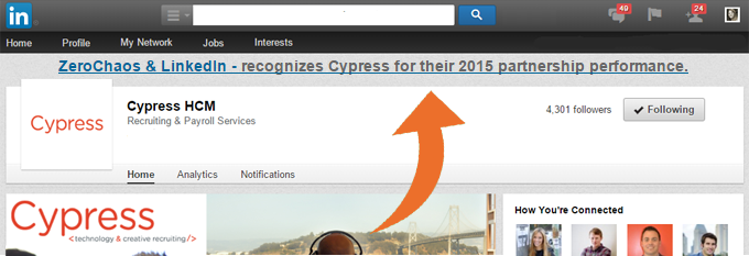2015 Staffing Award - LinkedIn / ZeroChaos - Cypress HCM